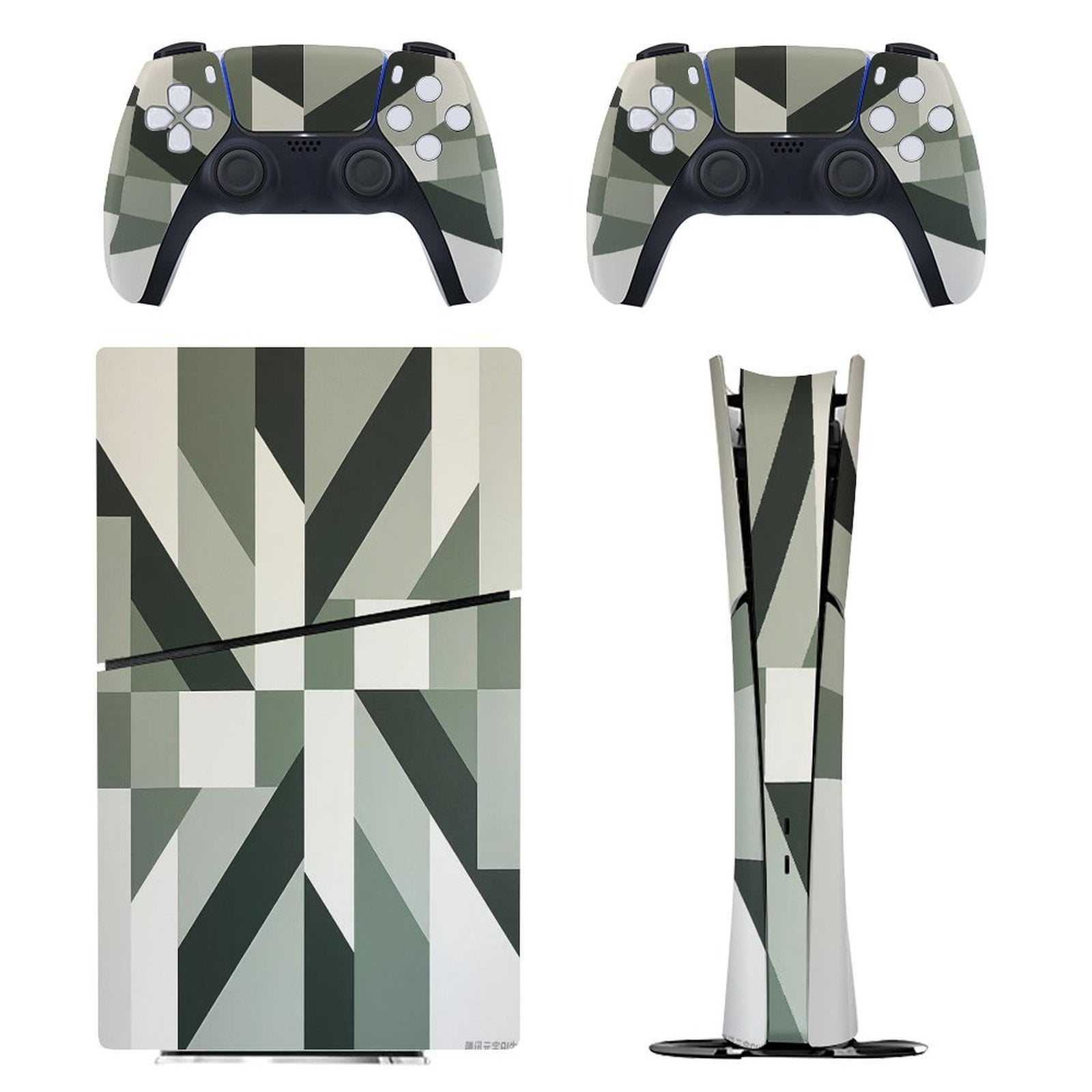 Geometric Art Black Gray Green PS5/PS5 Slim Digital Disc Skin Sticker ...
