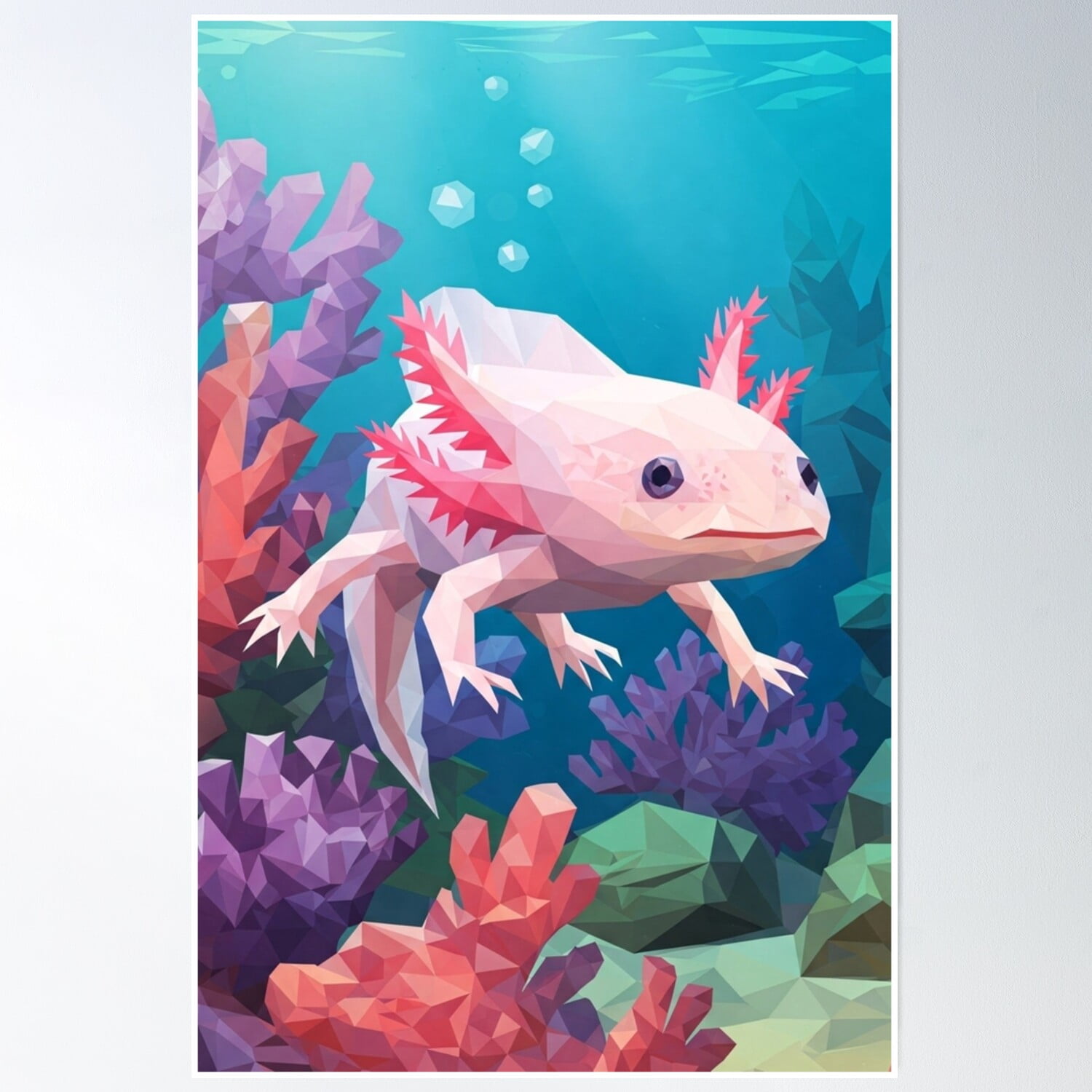 Geometric Axolotl Poster Wall Art, Modern Wall Decor, 24x36 UNFRAMED ...