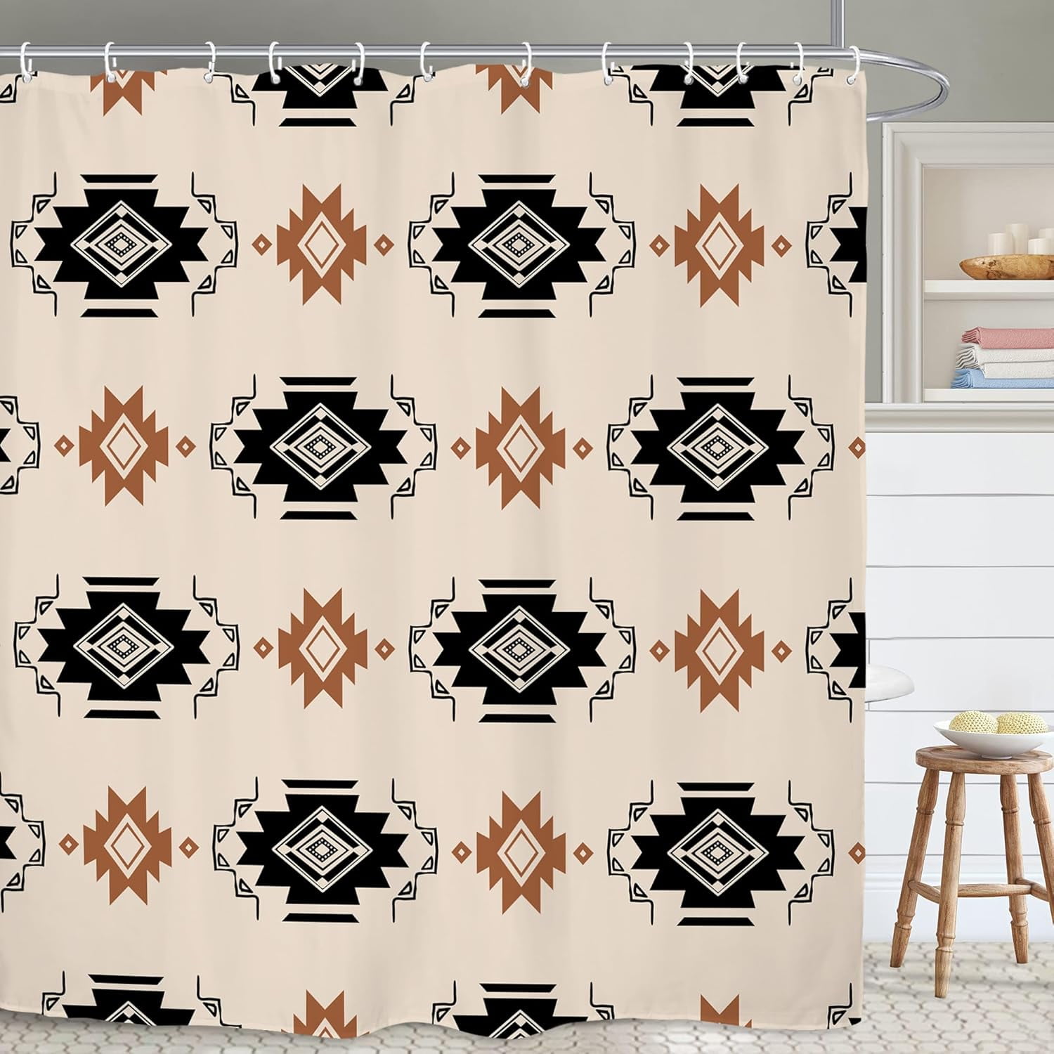 Geometric Aztec Bathroom Shower Curtain 72W by 72H Inch Modern Western ...