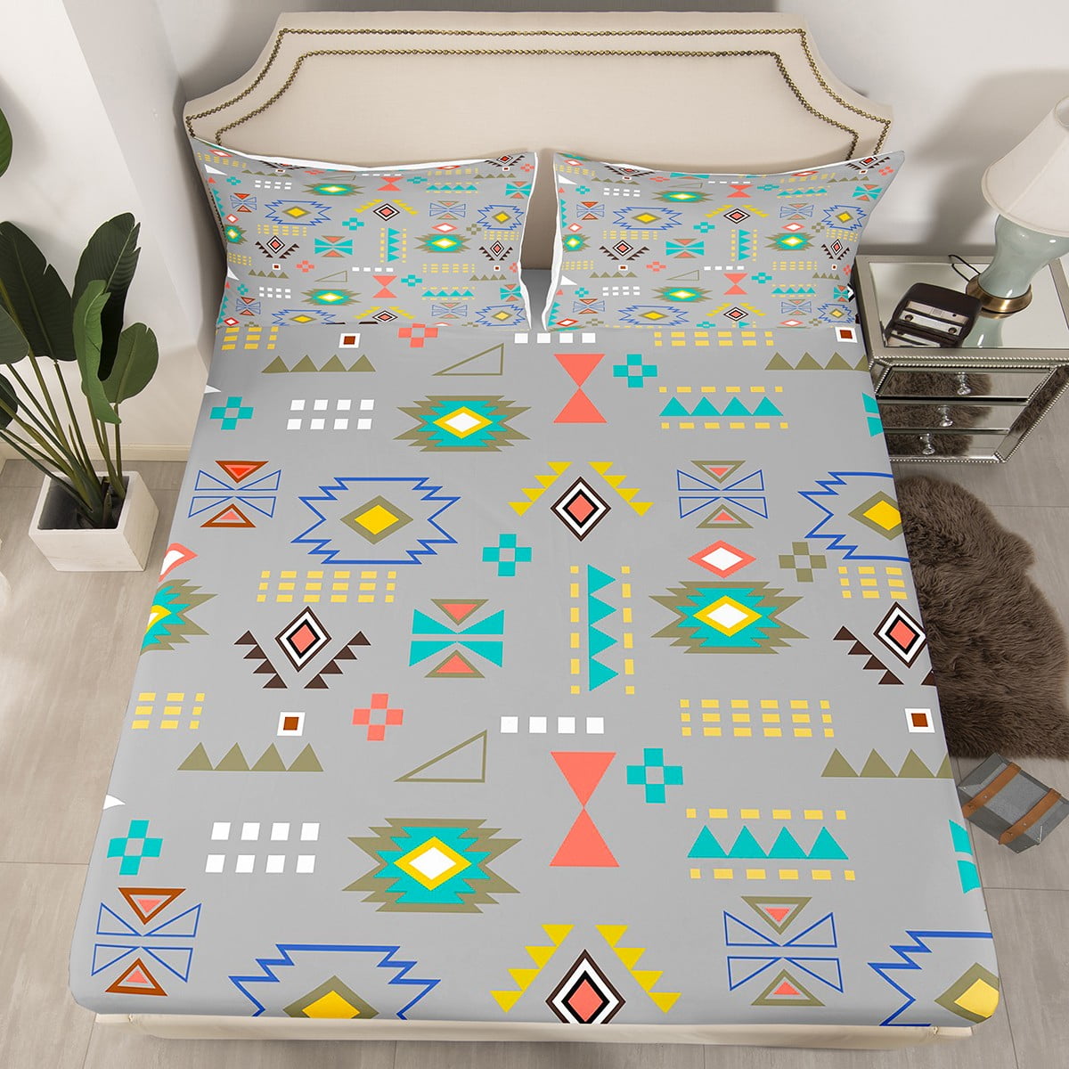 Geometric Aztec Full Bed Sheets for Boys,Arrow Bohemian Bedding Set ...