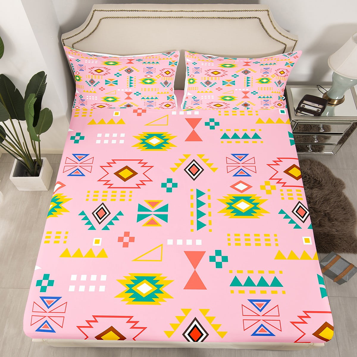 Geometric Aztec Full Bed Sheets for Boys,Arrow Bohemian Bedding Set ...