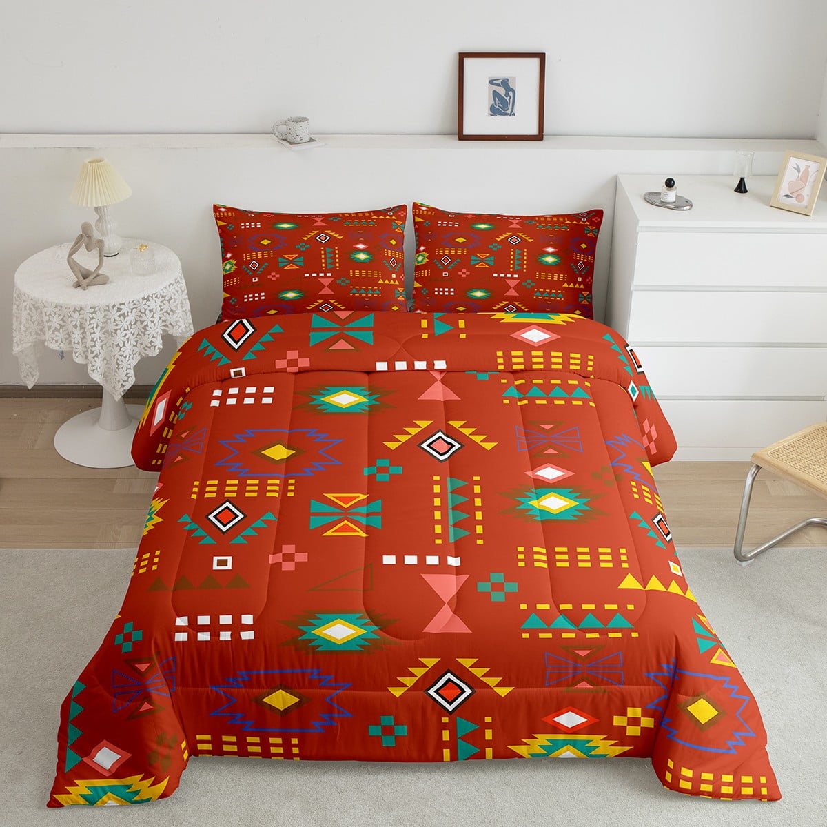 Geometric Aztec Full Comforter Set,Ethnic Tribe Arrow Bohemian Quilt ...