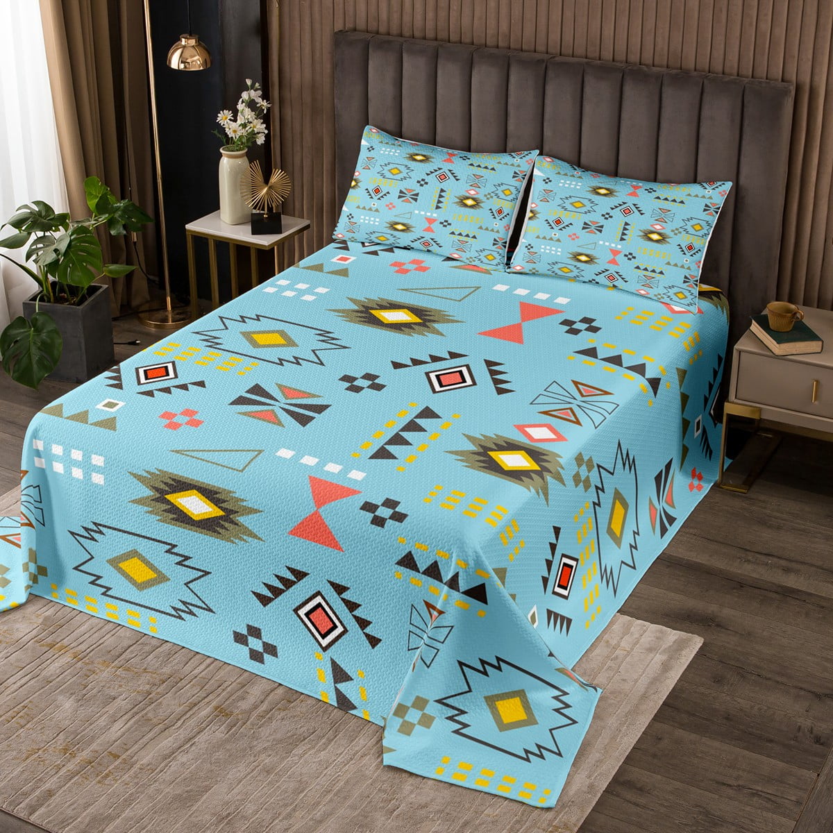 Geometric Aztec King Bedspread Set for Boys,Tribe Arrow Bohemian ...