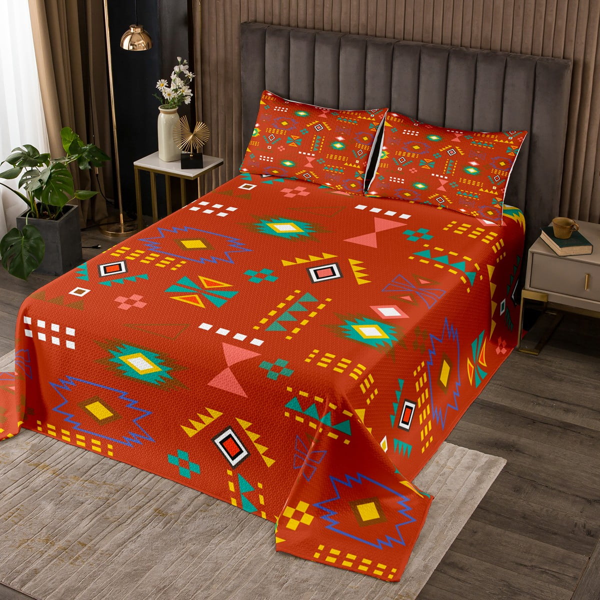 Geometric Aztec King Bedspread Set for Boys,Tribe Arrow Bohemian ...