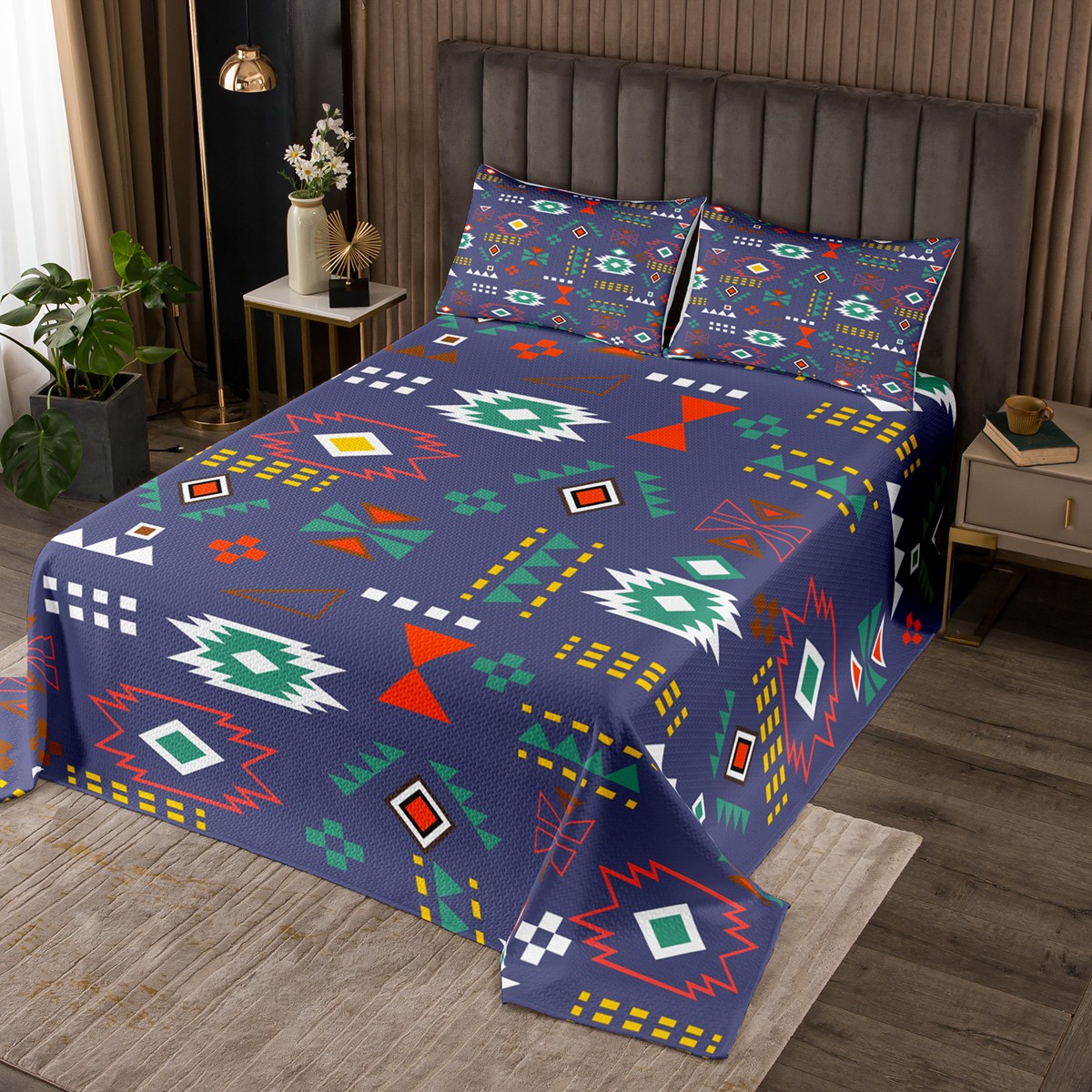 Geometric Aztec King Bedspread Set ,Tribe Arrow Bohemian Coverlet Set ...