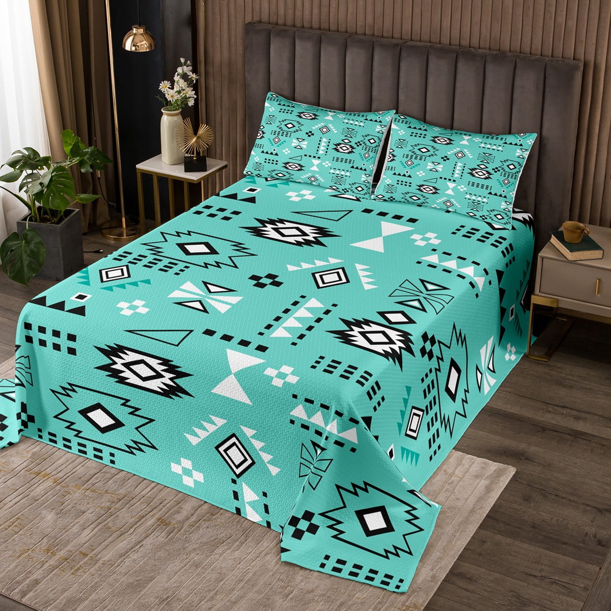 Geometric Aztec King Bedspread Set for Boys,Tribe Arrow Bohemian ...