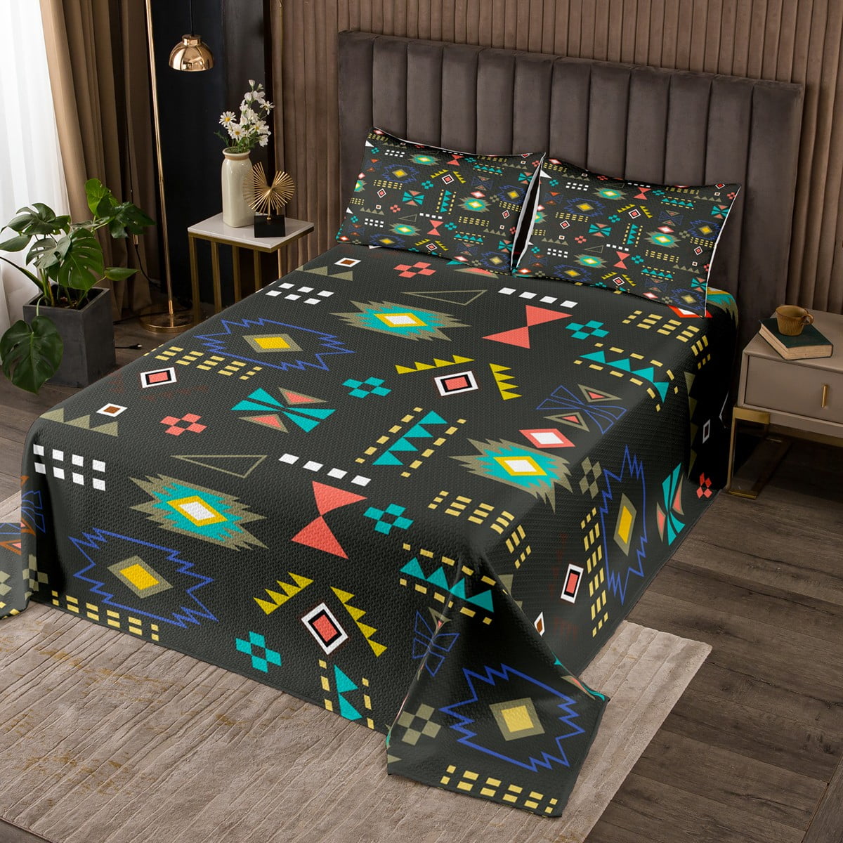 Geometric Aztec King Bedspread Set ,Tribe Arrow Bohemian Coverlet Set ...