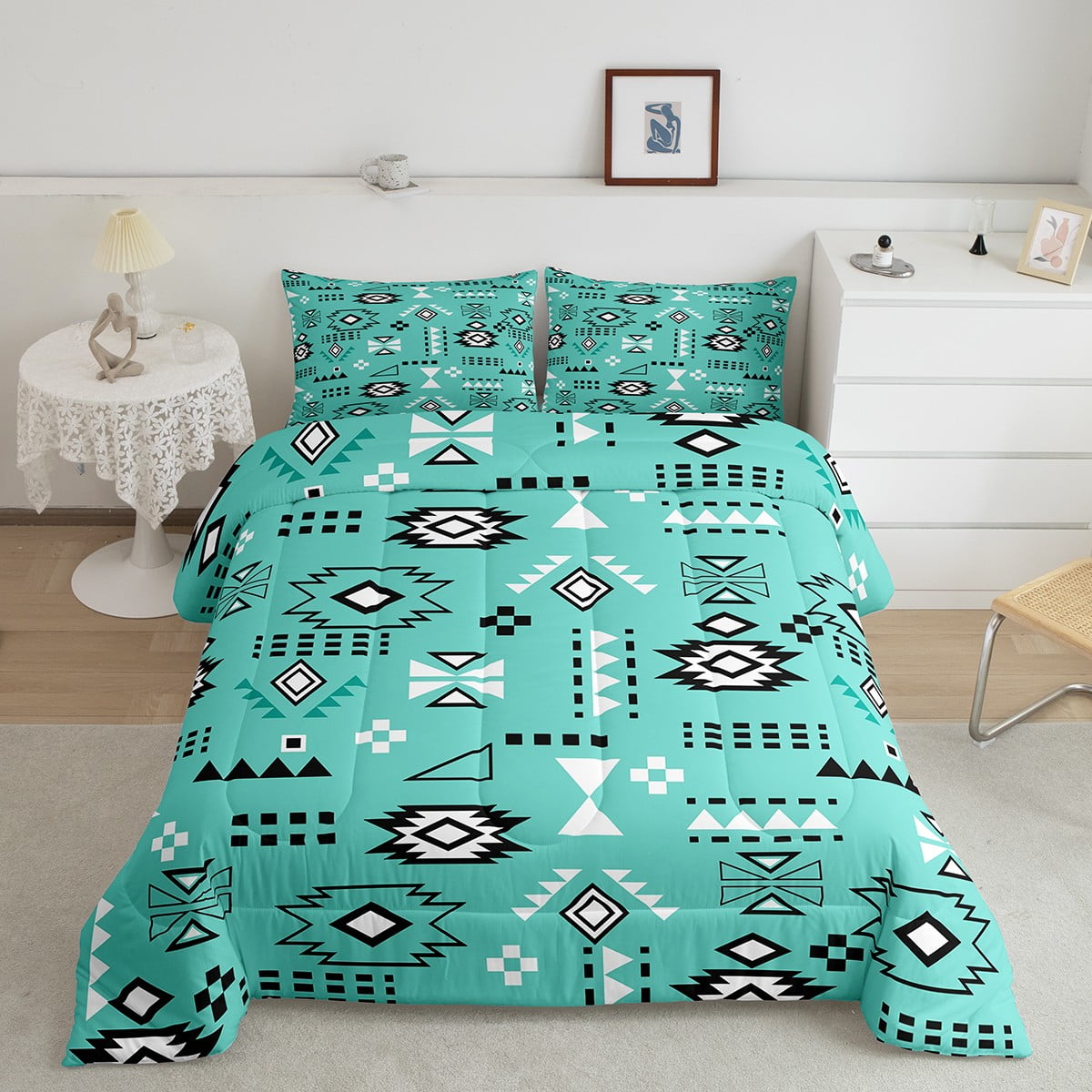 Geometric Aztec King Comforter Set,Ethnic Tribe Arrow Bohemian Quilt ...