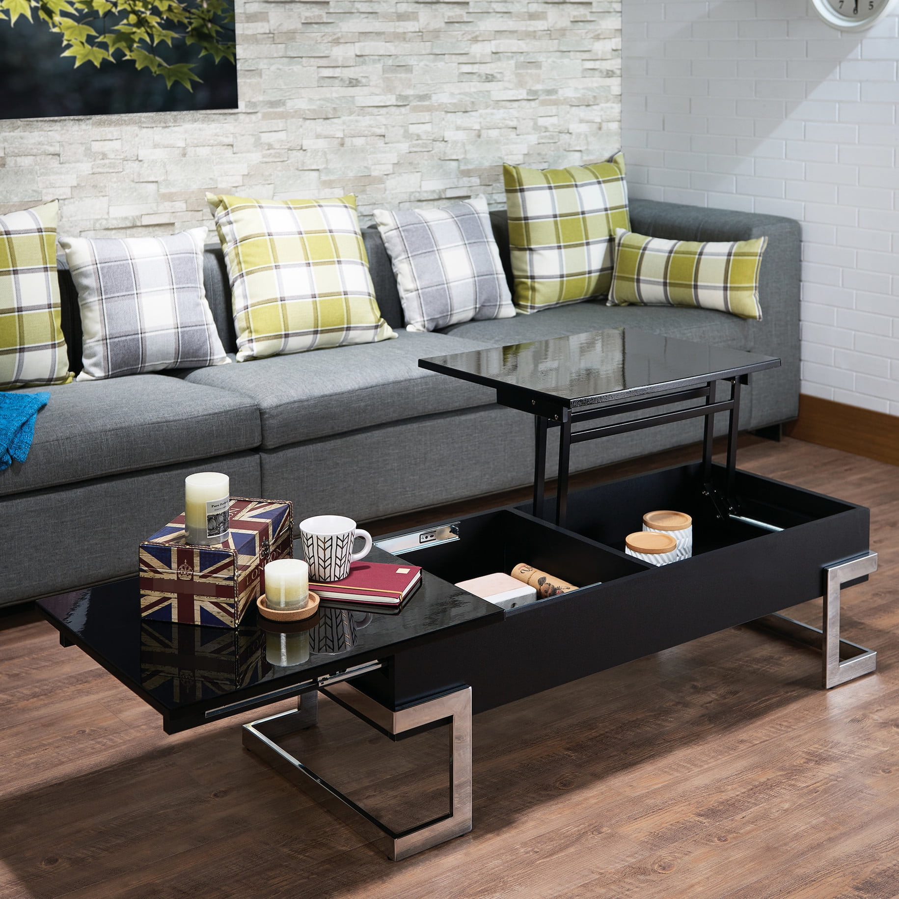 Geometric Base & Lift Top Mechanism - Coffee Table for Industrial ...