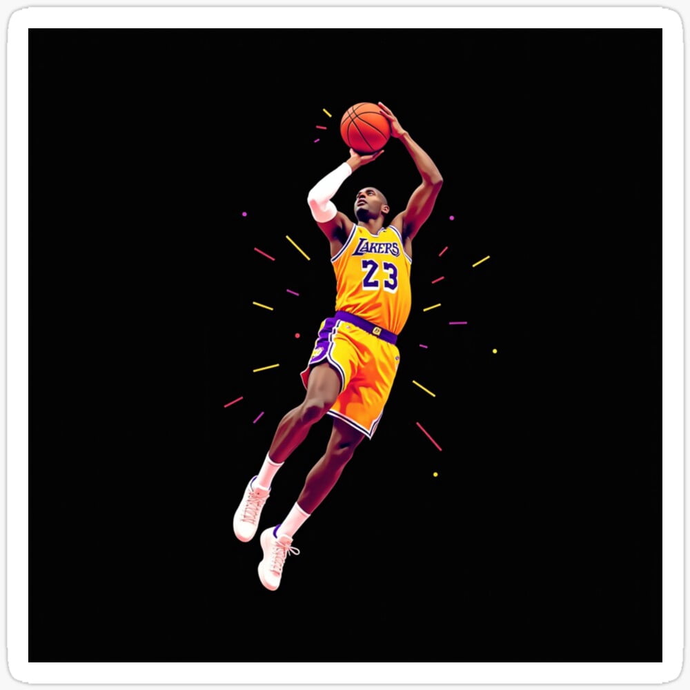 Geometric Basketball Slam Dunk Poster Sticker Phone Decal Water Bottle ...