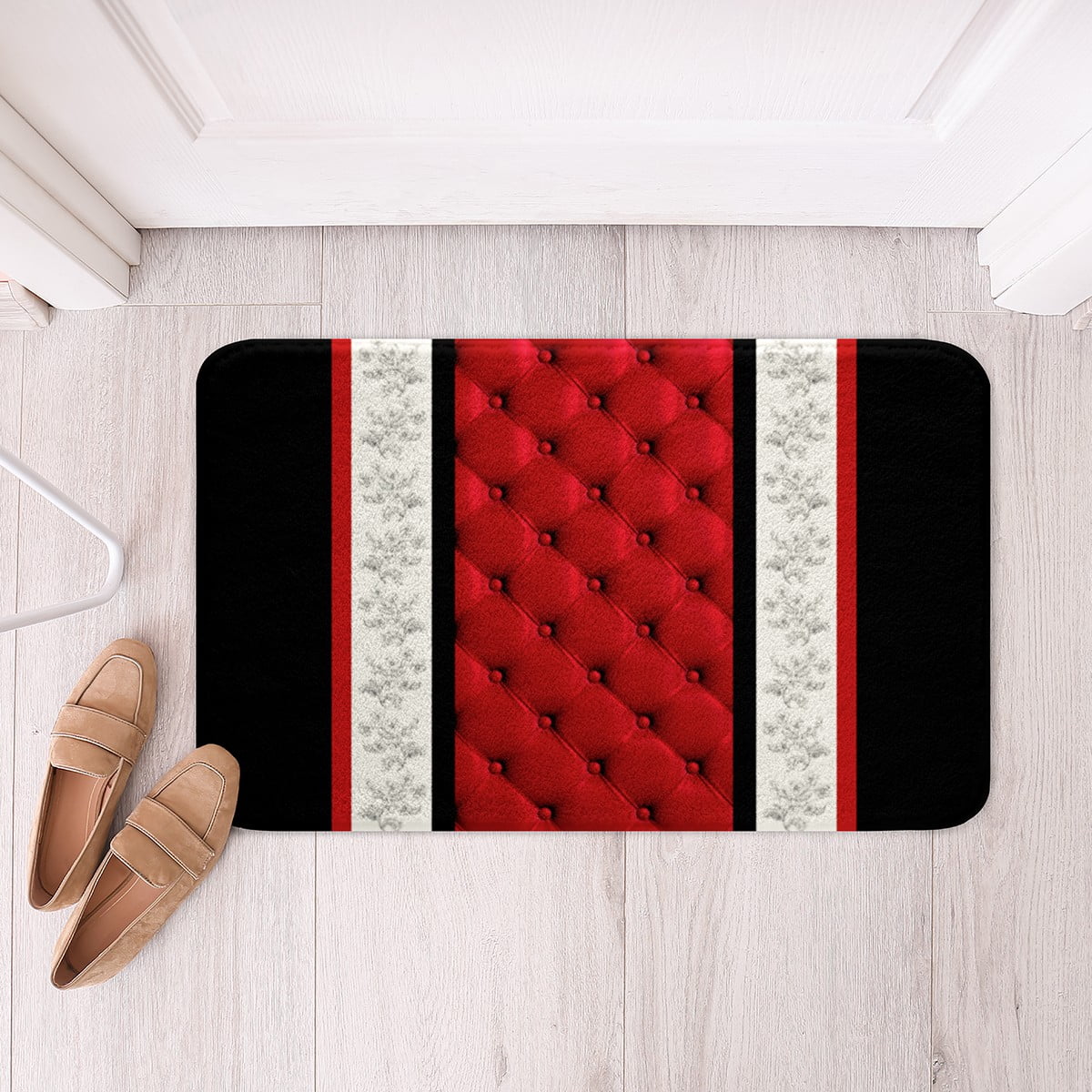 Geometric Bathroom Rugs Red Black White Flowers Buffalo Checked Plaid ...