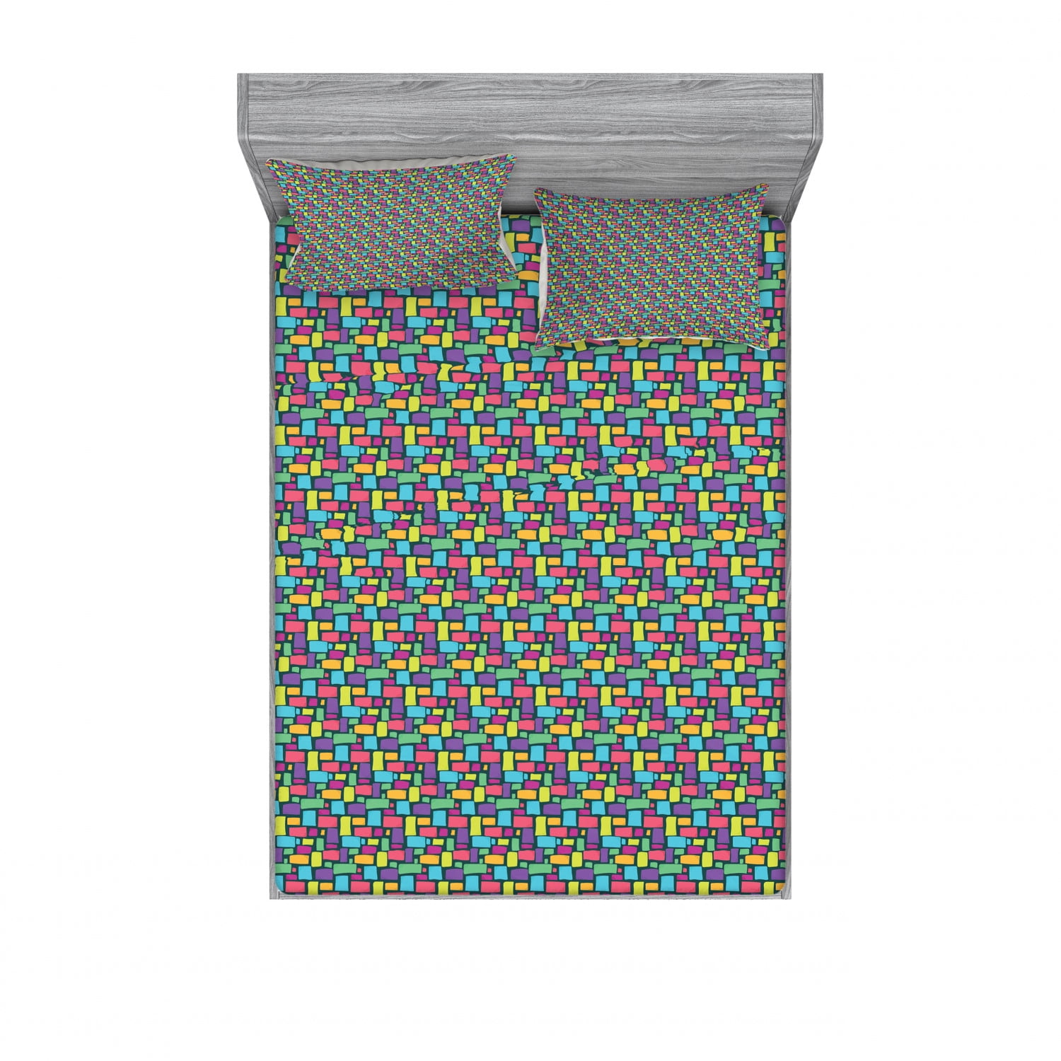 Geometric Bedding Set with Sheet & Covers, Cobblestone Inspired 1980 ...