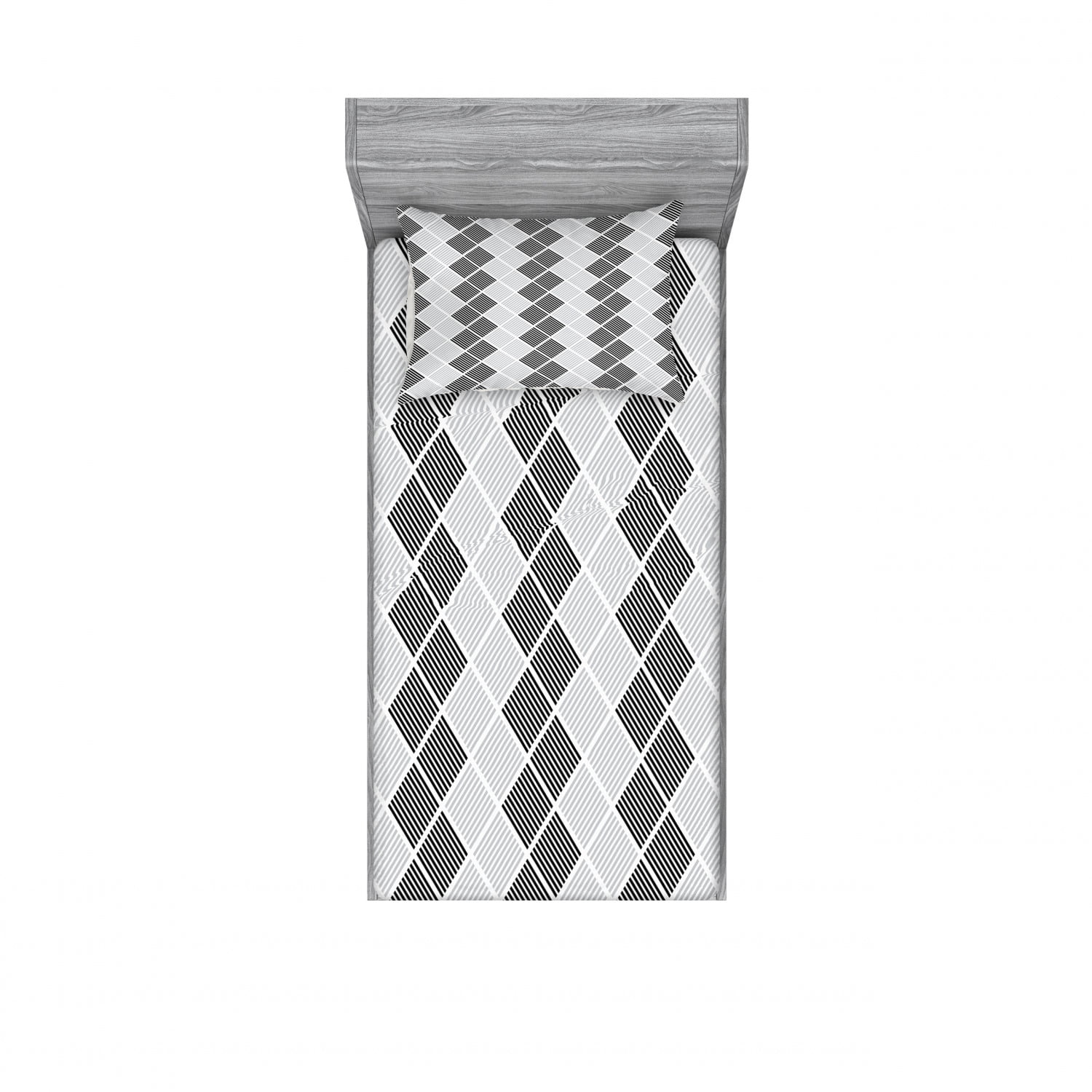 Geometric Bedding Set with Sheet & Covers, Minimalist Abstract ...