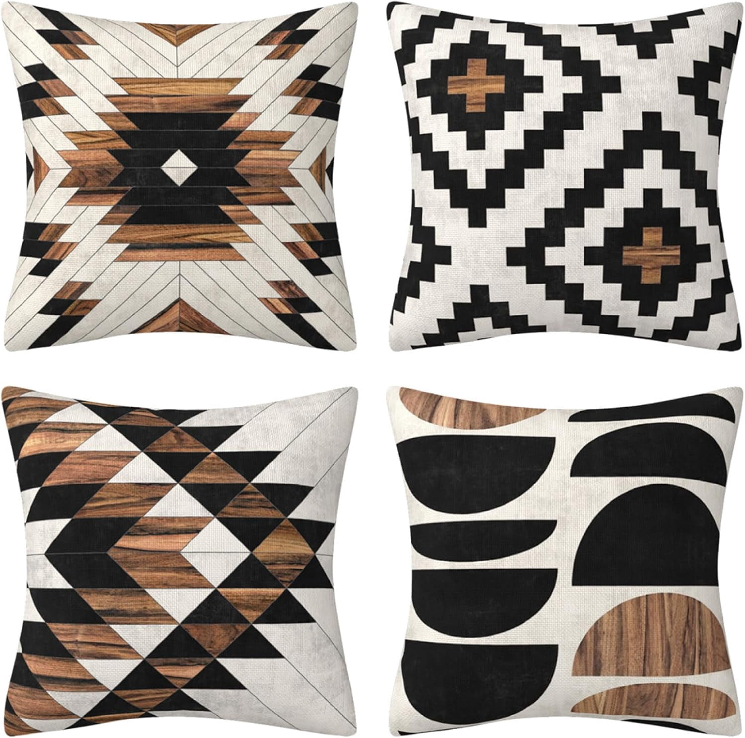 Geometric Black Brown Throw Pillow Cover Boho Western Farmhouse ...