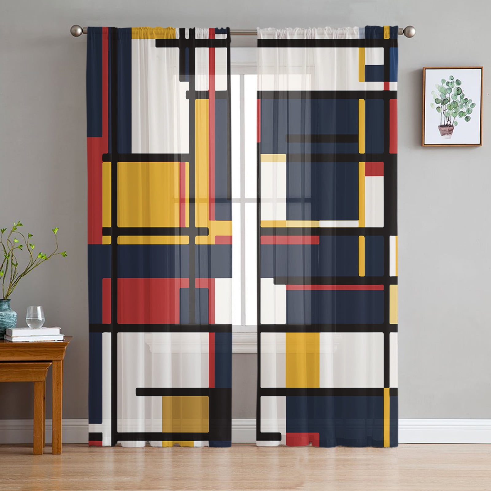 Geometric Black White Gray TextureTulle Curtains ration Modern Chiffon ...