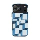 Geometric Blue Modern Art Protection Compatible with iPhone 11 to 17 ...