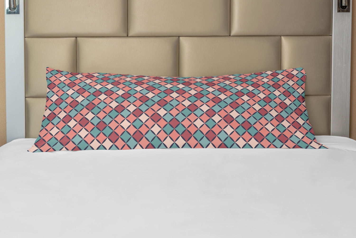 Geometric Body Pillow Case Cover with Zipper, Retro Style Checkered ...