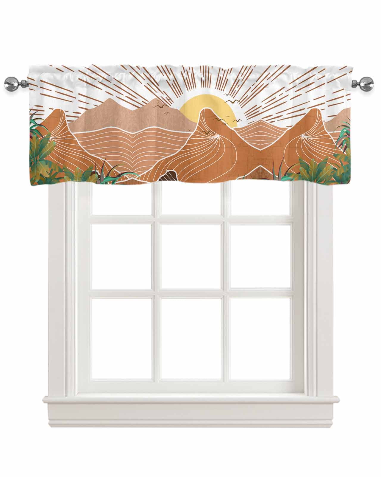 Geometric Boho Linen Curtain Valance for Bedroom/Bathroom/Kitchen ...