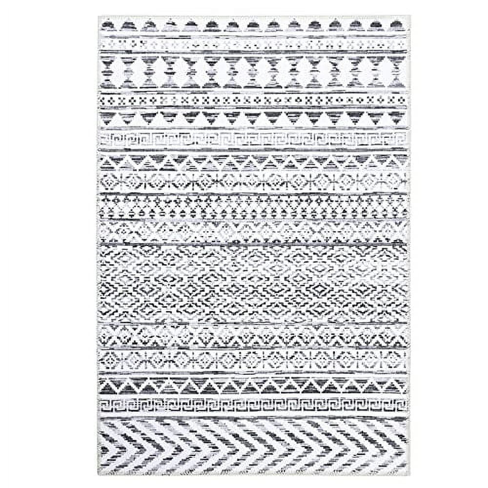 Geometric Boho Rug Mat Non-Slip Runner Low Pile Indoor Resistant Rug ...