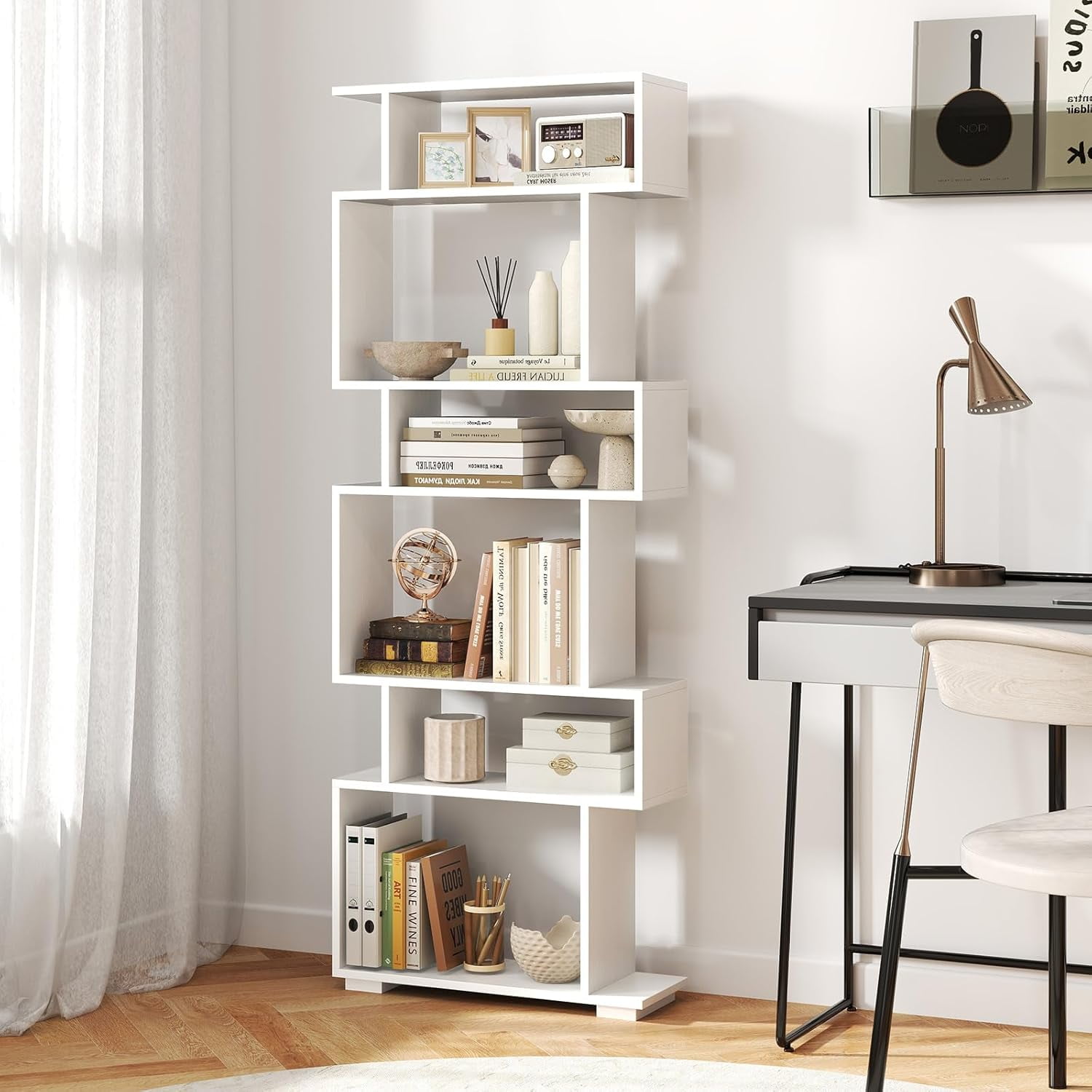 Geometric Bookcase, Modern Room Divider and Display Shelf, S-Shaped ...