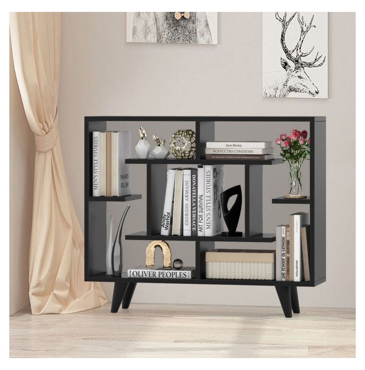 Geometric Bookcase with Anti-Tipping Kit and Storage Shelving Unit - Walmart.com