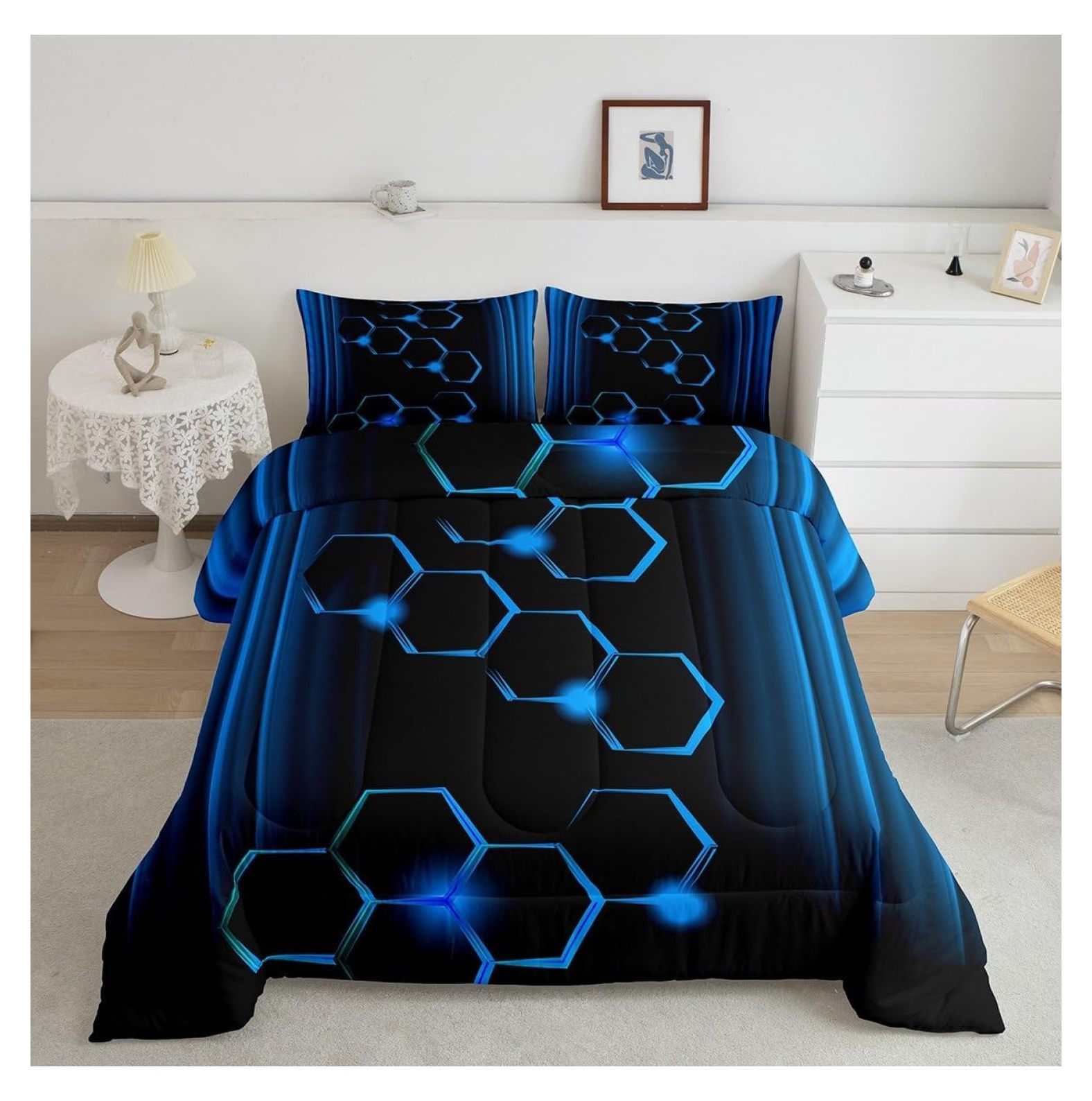 Geometric Boy Teen Comforter Red Honeycomb Queen Size Comforter Sets ...