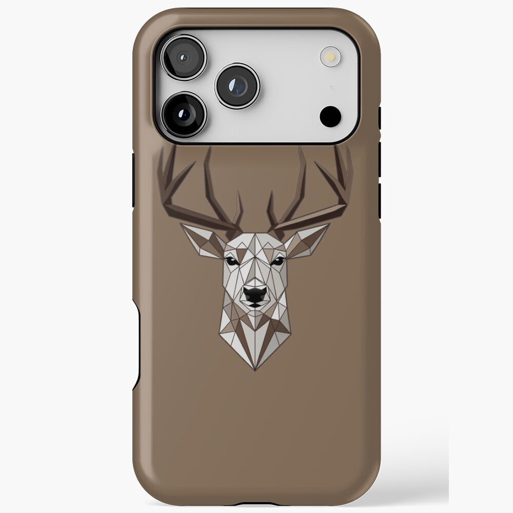 Geometric Brown Reindeer Protective Case for iPhone 11 12 13 14 15 16 ...