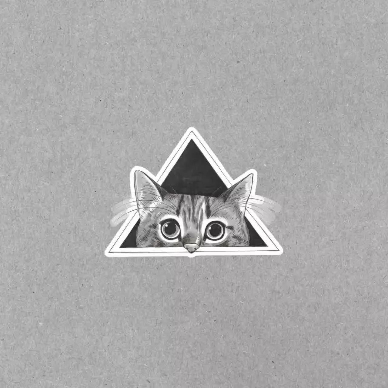 Geometric Cat Face Sticker - Triangle Kitten Decal For Cat Loversphone ...