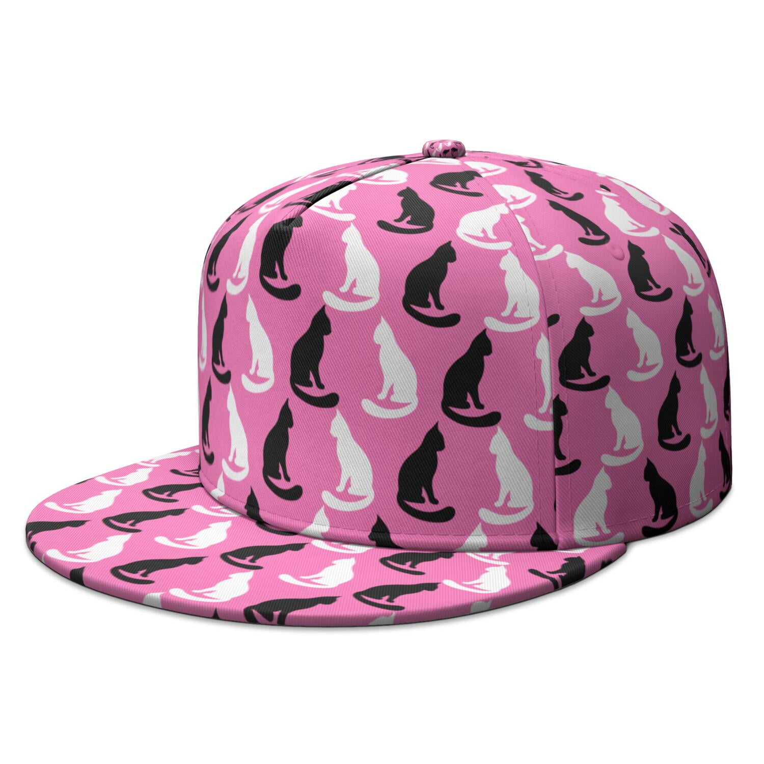 Geometric Cat Pattern Baseball Cap - Abstract Cat Art Flat Brim ...