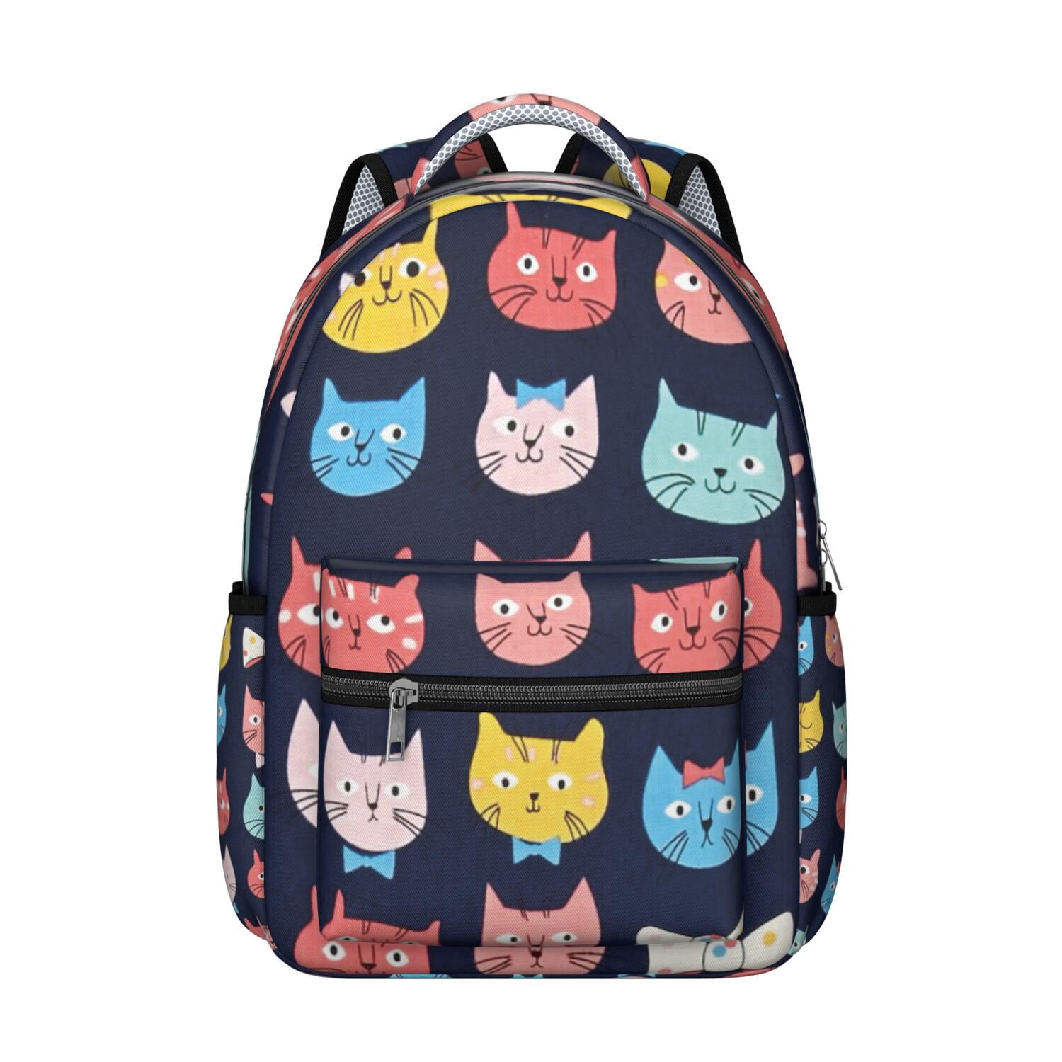 Geometric Cat Pattern School Backpack - Waterproof & Lightweight ...