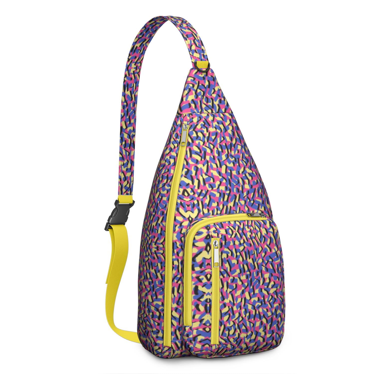 Geometric Chic Sling Backpack - Contemporary Angular Pattern Crossbody Bag (Architectural ...