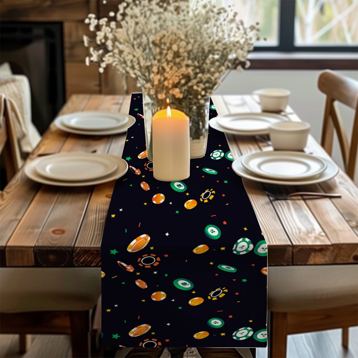 Geometric Chip Triangle Table Runner Wedding ration Cloth Dining r ...