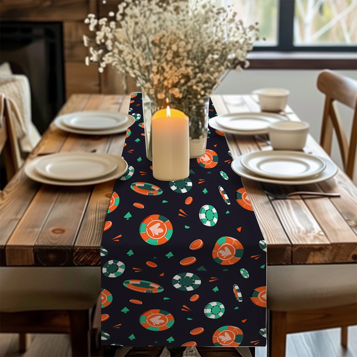 Geometric Chip Triangle Table Runner Wedding ration Cloth Dining r ...