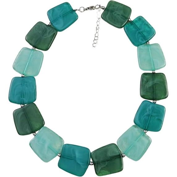 Geometric Choker Necklace for Women Colorful Chunky Square Round Shaped ...