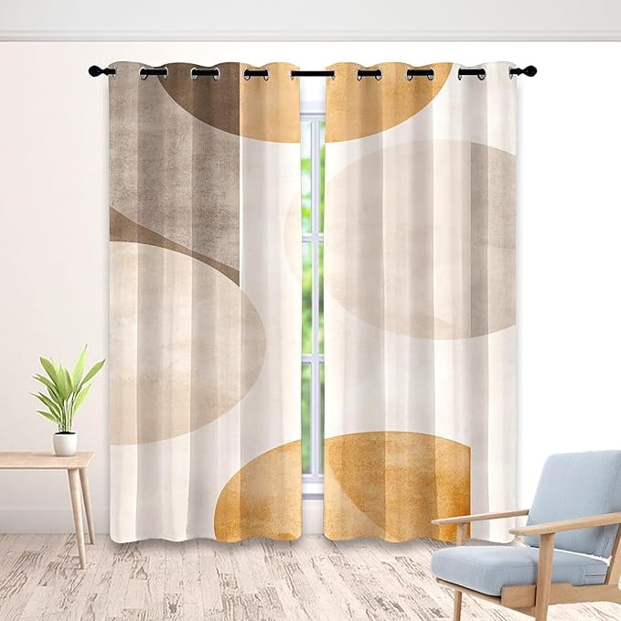 Geometric Circle Curtains Abstract Modern Blackout Curtain For Bedroom ...