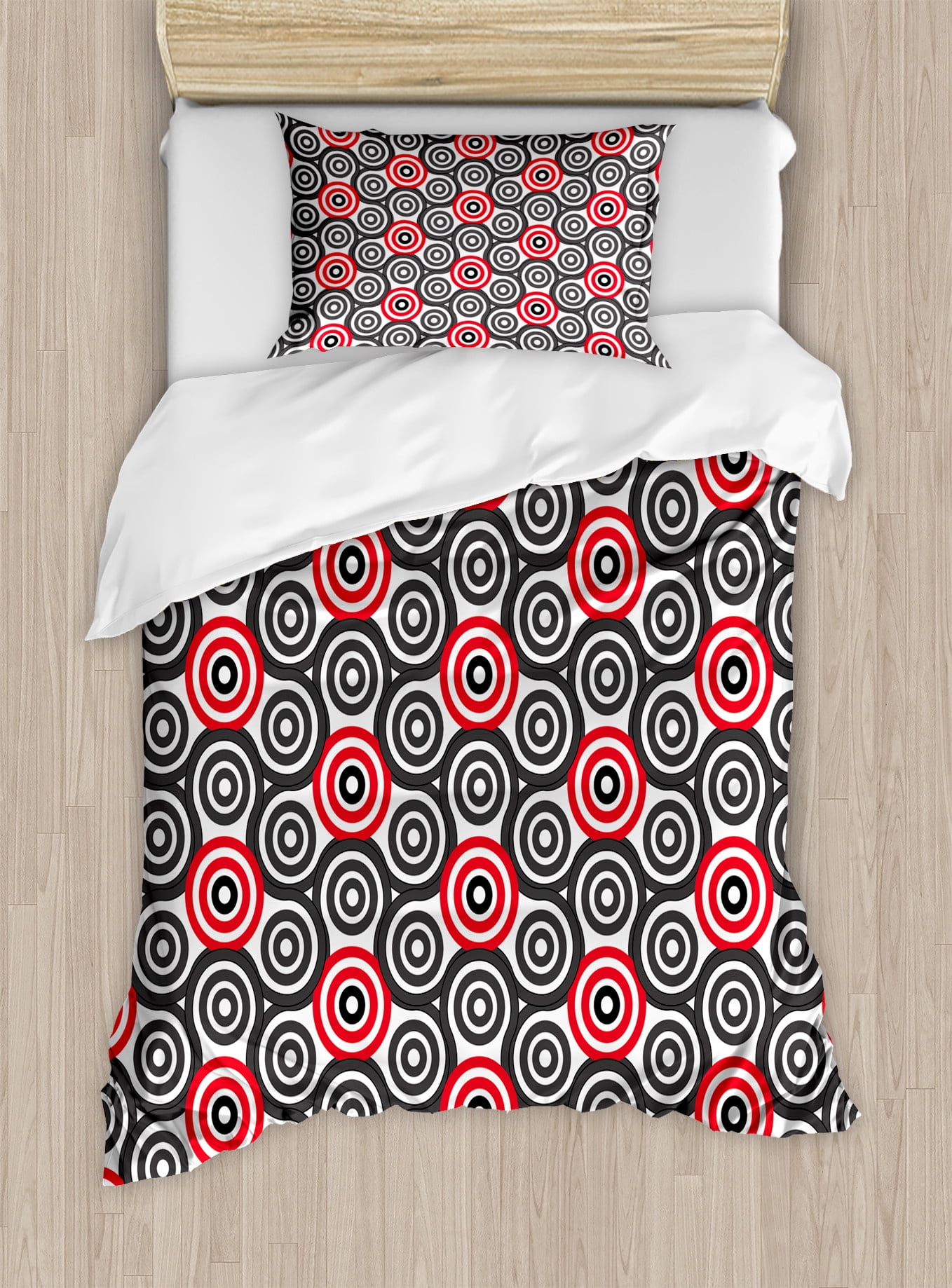 Geometric Circle Duvet Cover Set, Interlace Spiral Labyrinth Blind Oval ...