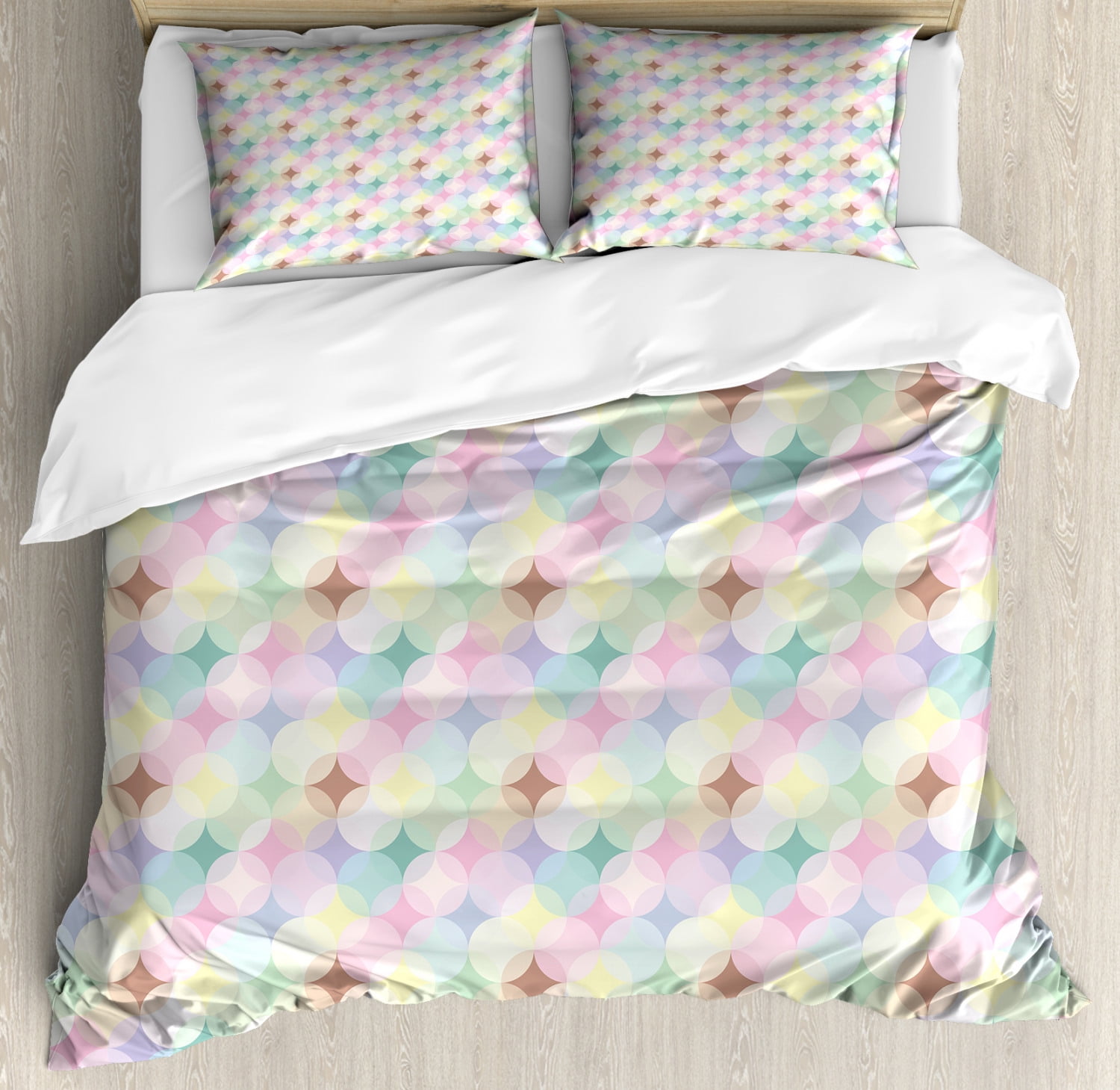 Geometric Circle Duvet Cover Set, Soft Circular Forms with Star ...