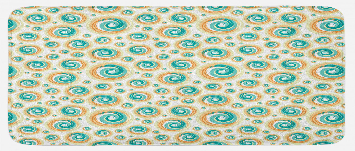 Geometric Circle Kitchen Mat, Trippy Paint Brush Rotary Spiral Circle ...