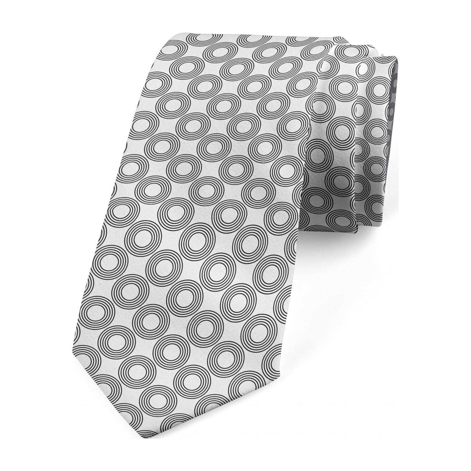 Geometric Circle Necktie, Rings with Curves, Dress Tie, 3.7", Black ...