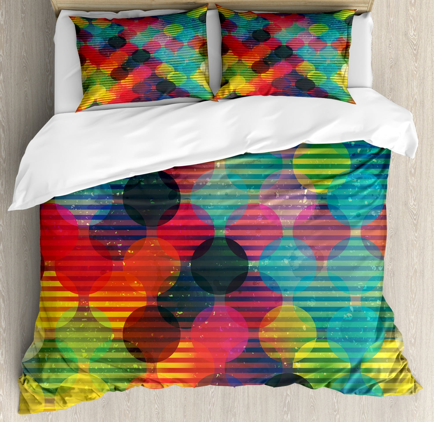Geometric Circle Duvet Cover Set, Psychedelic Digital Futuristic ...