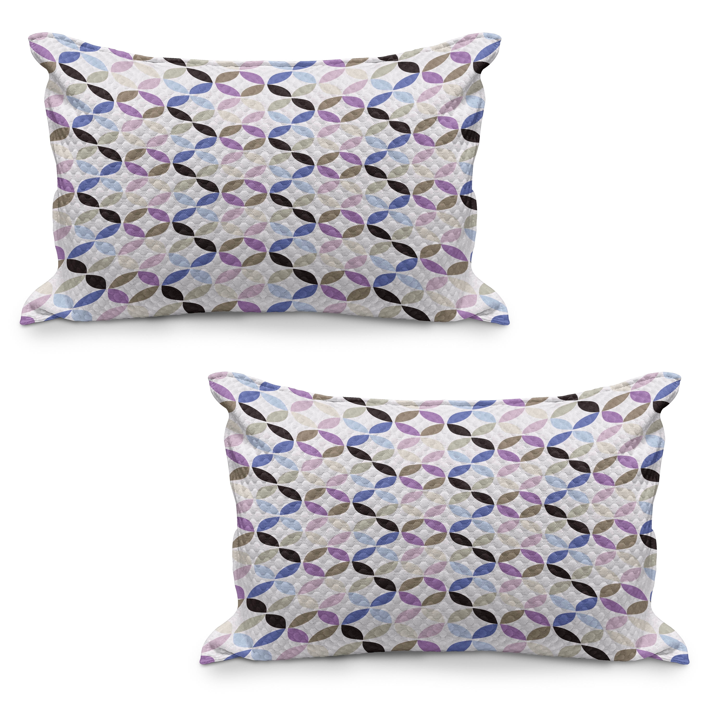 Geometric Circle Quilted Pillowcover Set of 2, New Age Style Contrast ...
