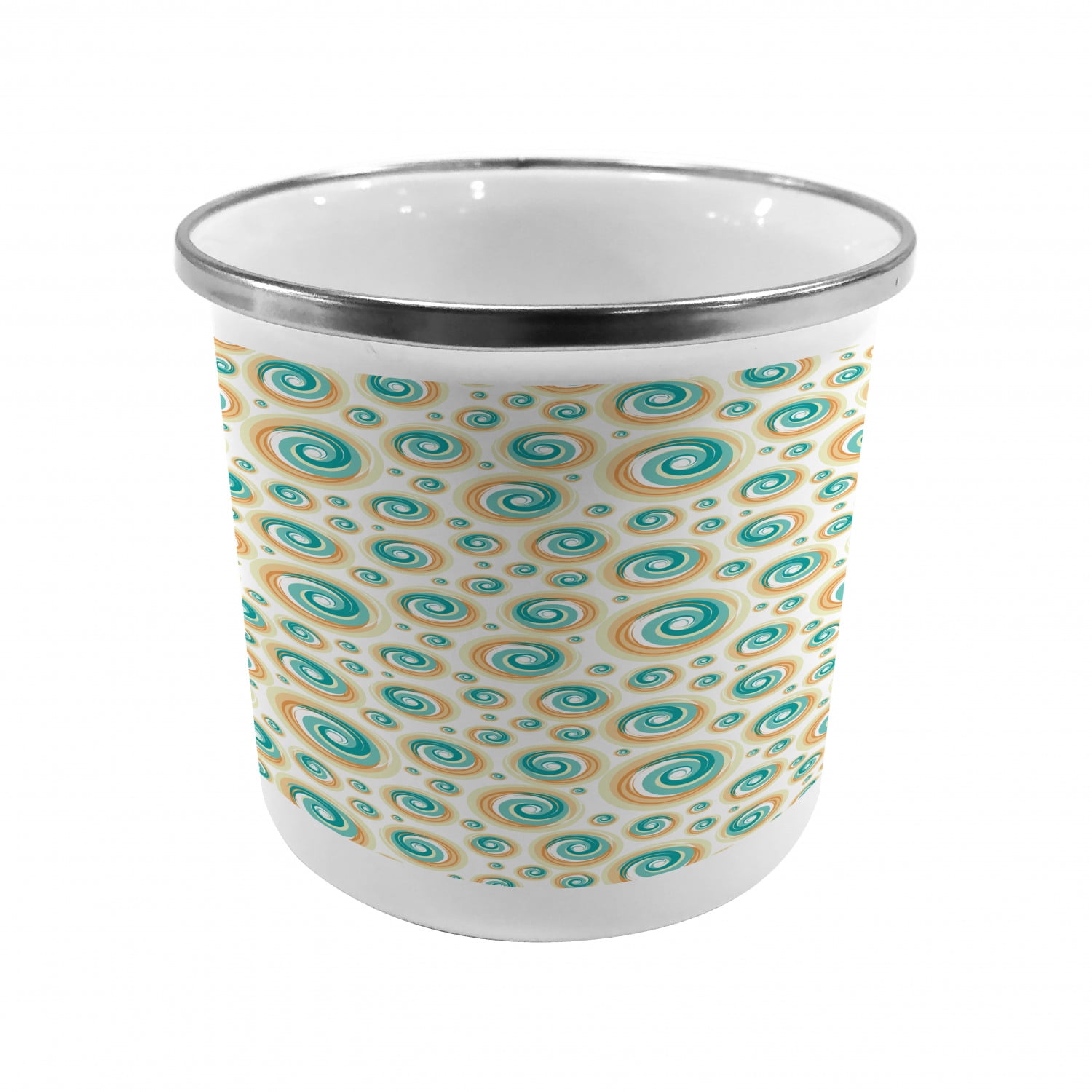 Geometric Circle Steel Camping Mug, Trippy Paint Brush Rotary Spiral ...