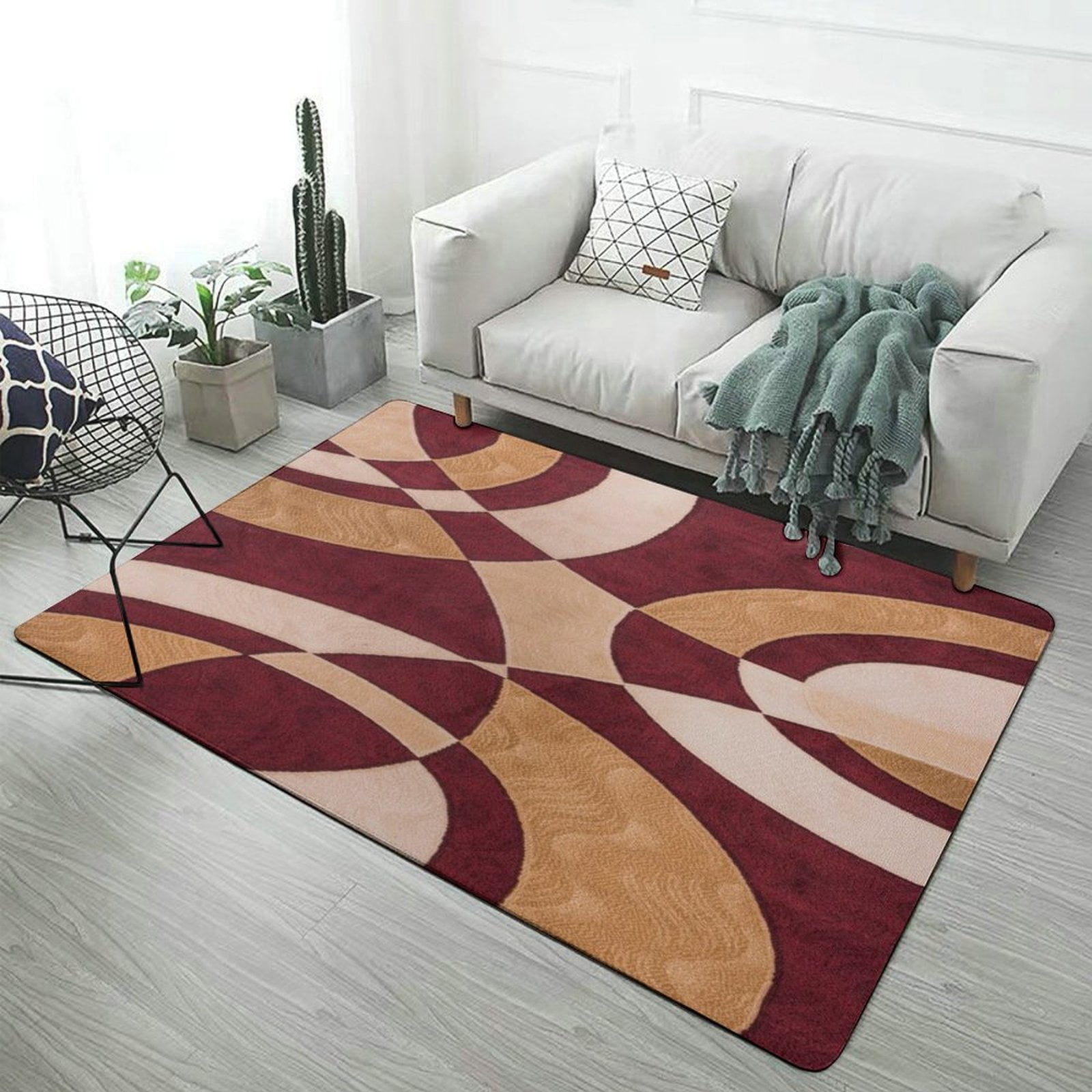 Geometric Circle Stripe Home Decor Living Room Carpet Non-slip Hotel ...