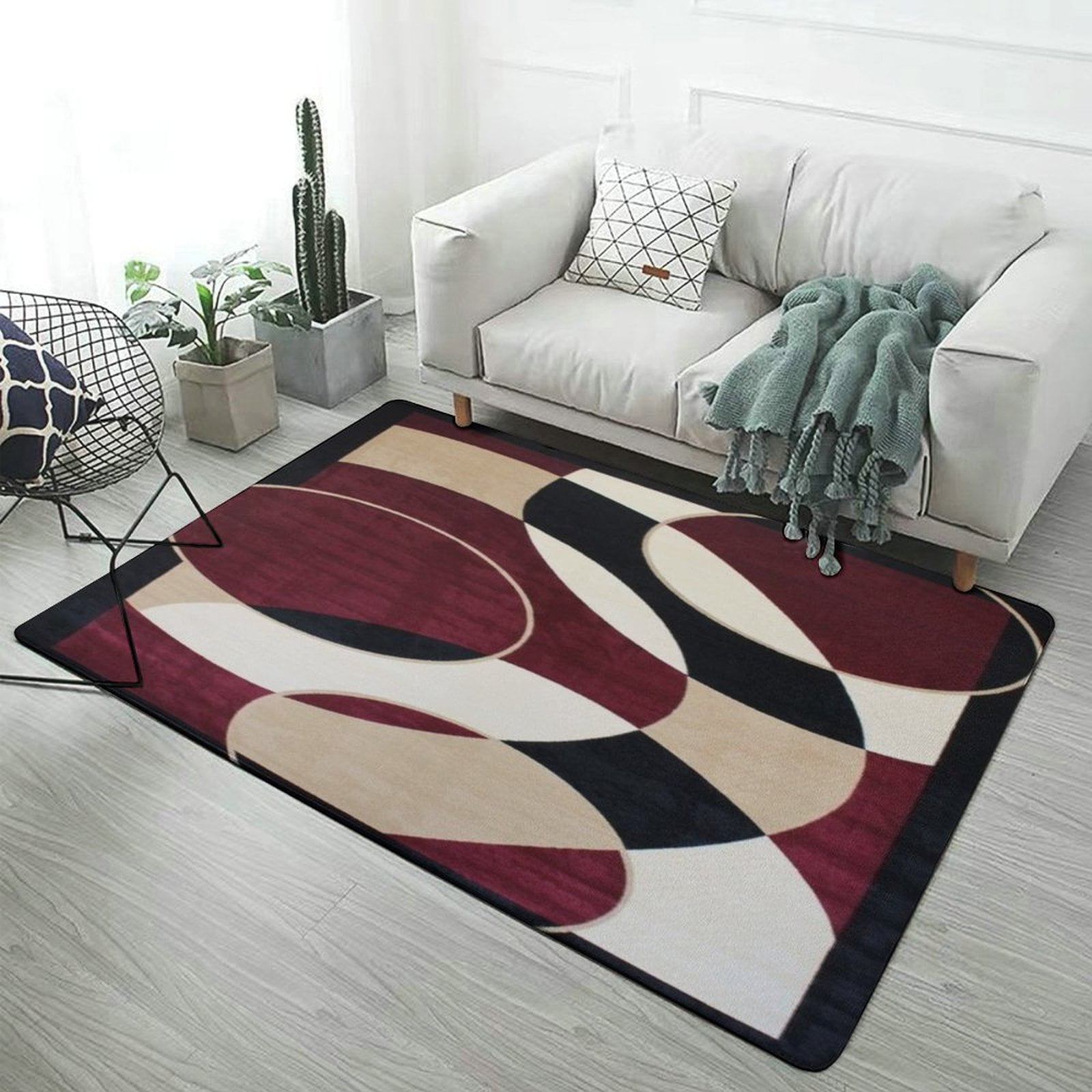 Geometric Circle Stripe Home Decor Living Room Carpet Non-slip Hotel ...