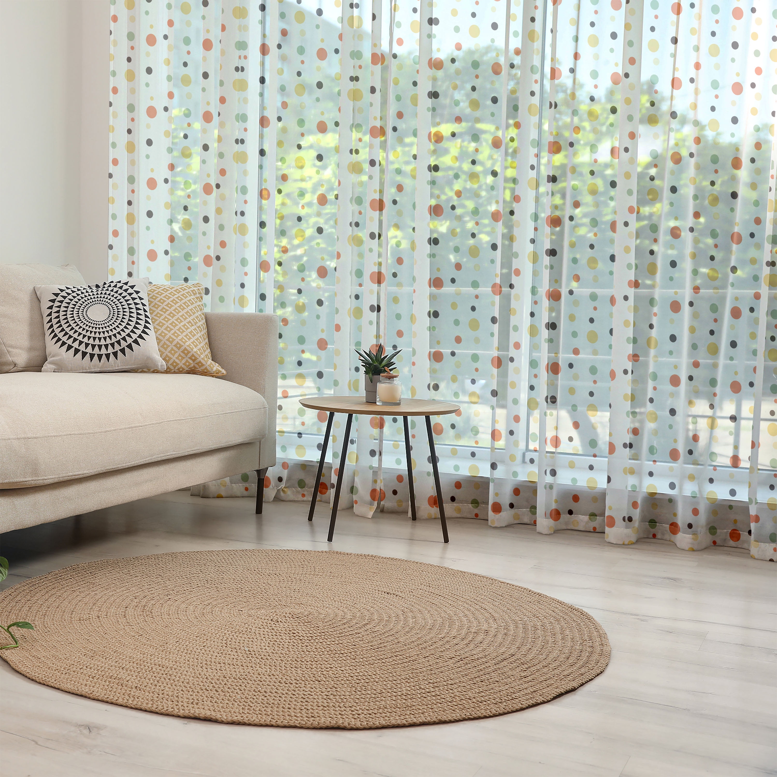 Geometric Circle Tulle Curtains with Rod Pocket, Big and Small Circle ...