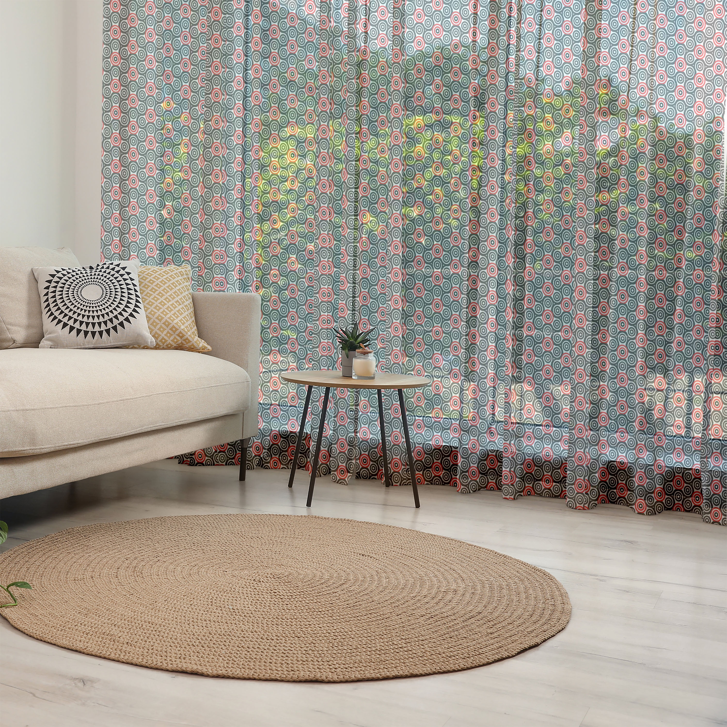 Geometric Circle Tulle Curtains with Rod Pocket, Interlace Spiral ...