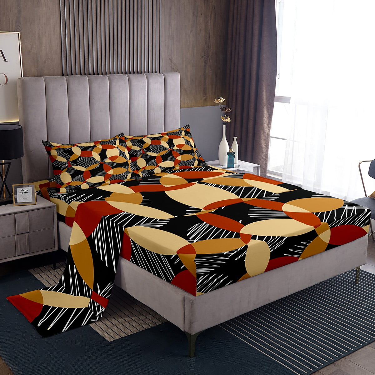 Geometric Circles Sheets Modern Abstract Rings Sheet Set, Geometry ...