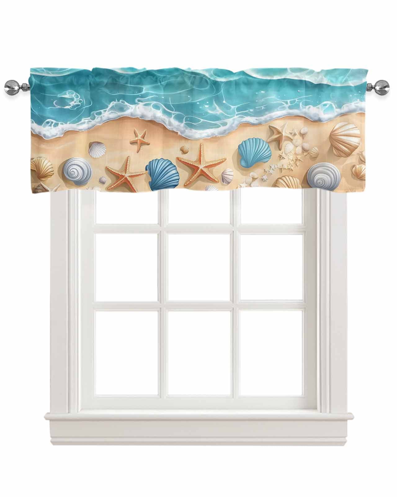 Geometric Coastal Kitchen Valances for Windows Farmhouse Linen Window ...