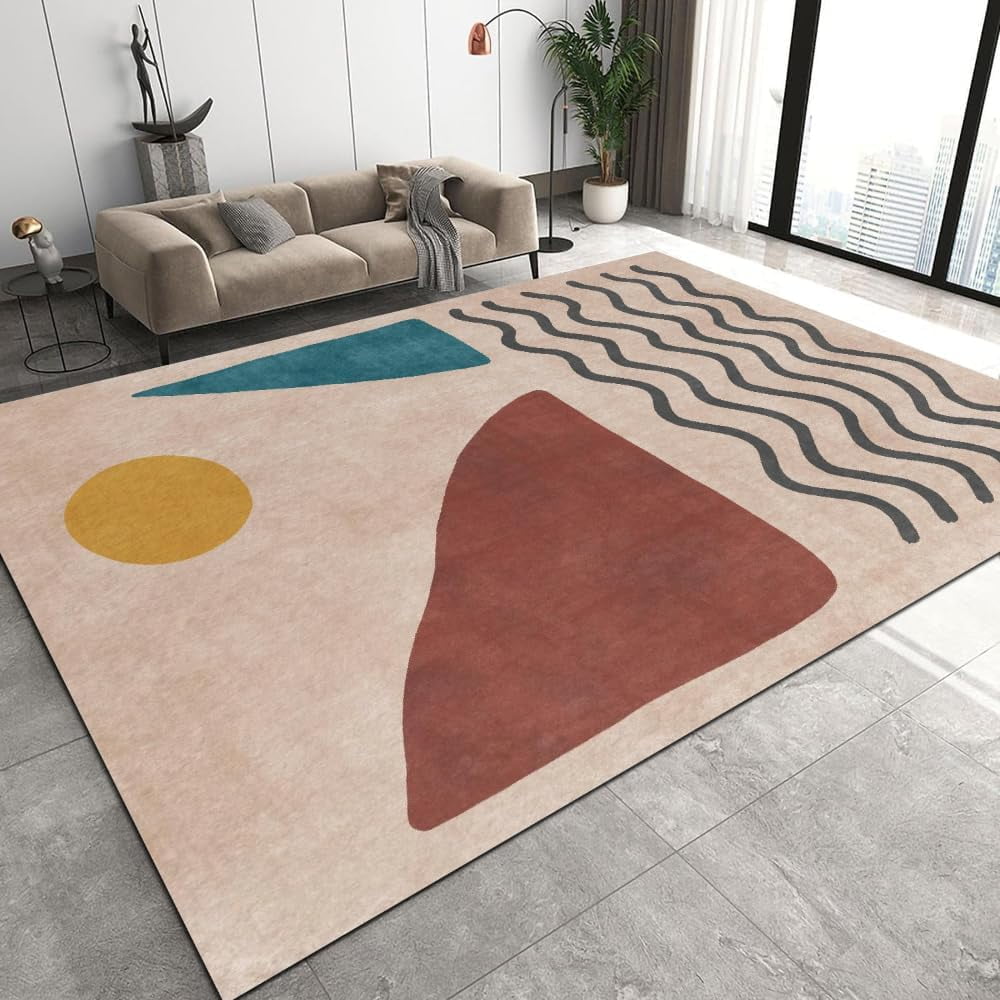 Geometric Color Block Area Rugs for Living Room, Abstract Art Bedroom ...