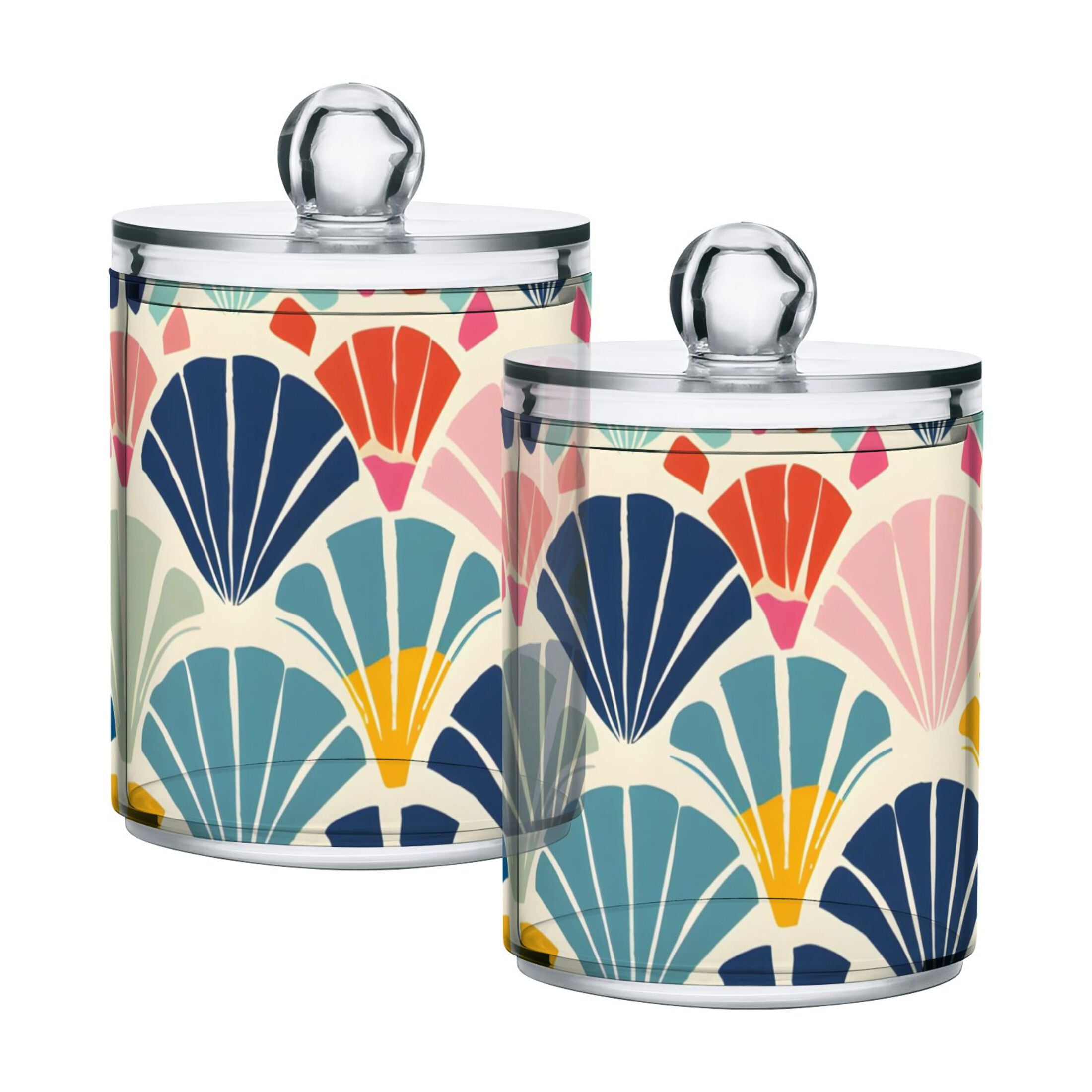 Geometric Colorful Shell Pattern Translucent Plastic Cans Storage ...